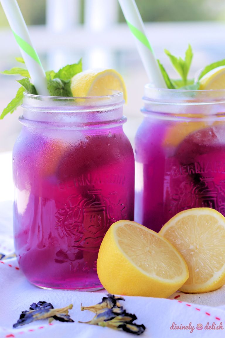 Butterfly Pea Flower Iced Tea | Divinely Delish