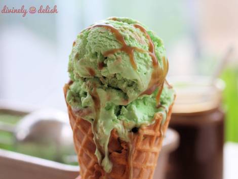 Pandan Ice Cream with Salted Gula Melaka Caramel | Divinely Delish